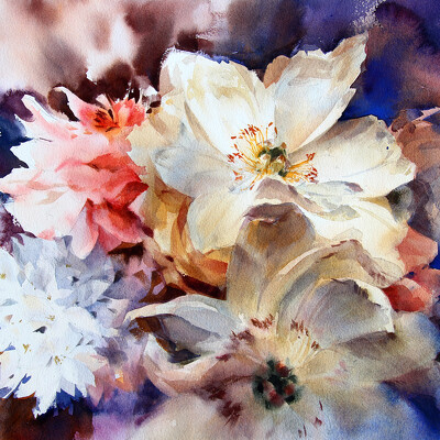 Course "Watercolor flowers"